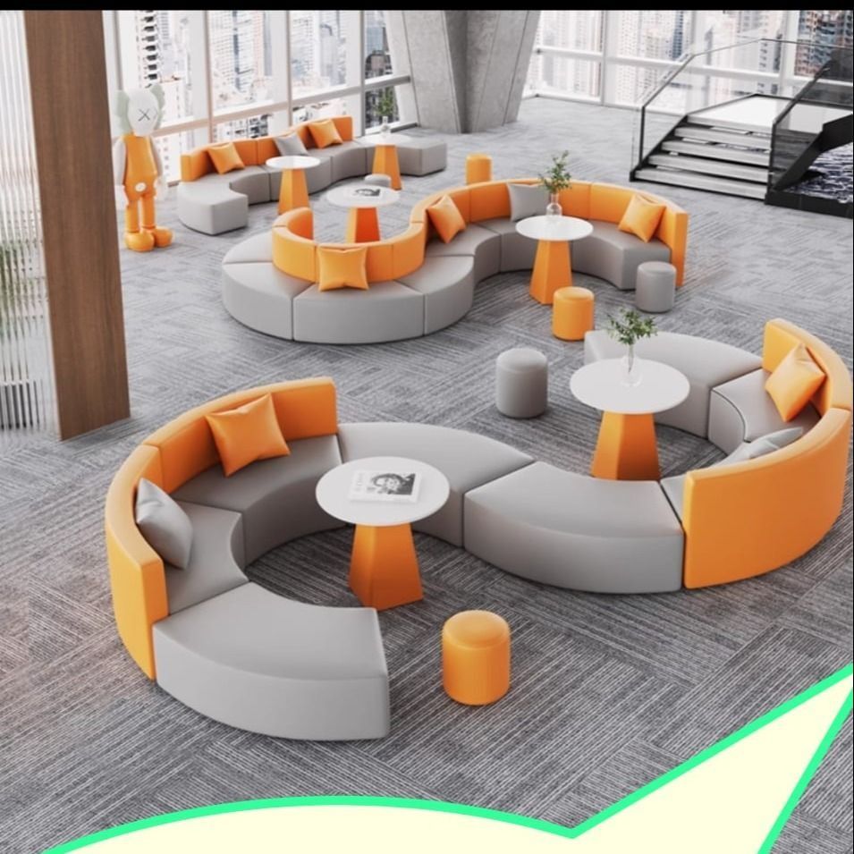 Curved Sofa Set with Table and Stools, Furniture & Home Living ...