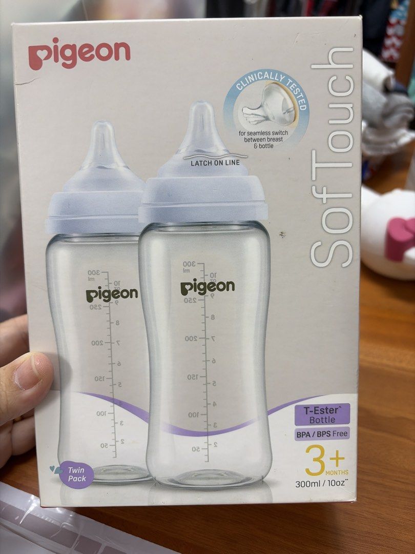 Pigeon SoftTouch Wide Neck Baby Bottles Twin Pack 300ml, Babies & Kids ...