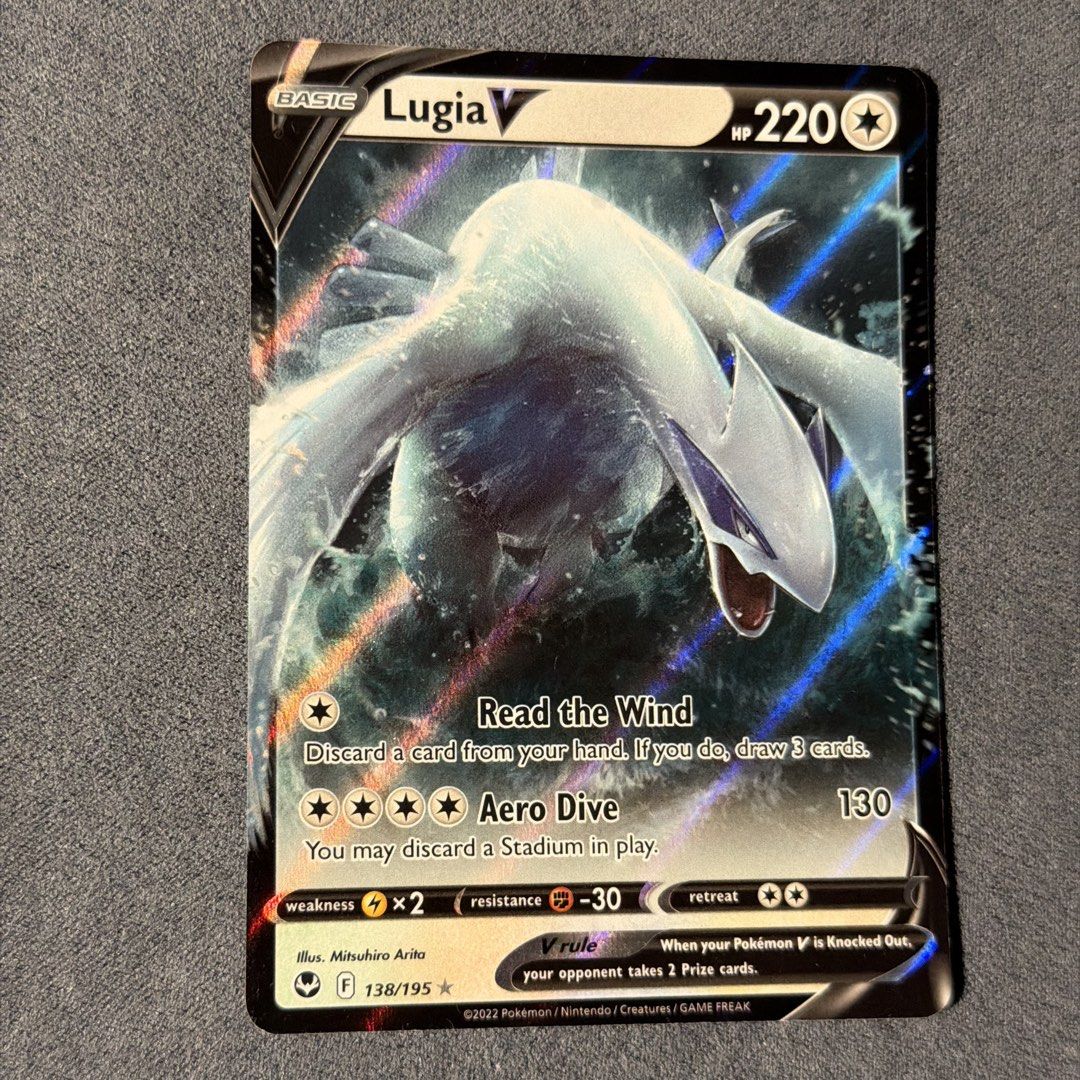 Pokemon Silver Tempest Lugia V 138/195 Full Art Holo Rare card, Hobbies ...