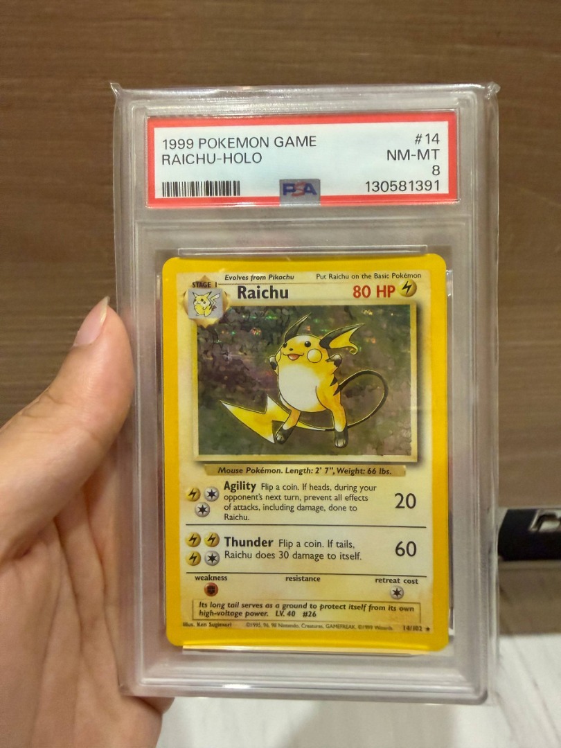 PSA 8 Raichu Holo #14 English Pokemon 1999 Base Set Vintage, Hobbies ...