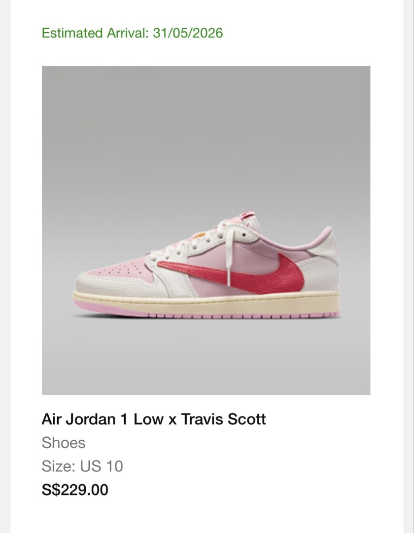 Travis Scott Tropical Pink US 10, Luxury, Sneakers & Footwear on Carousell