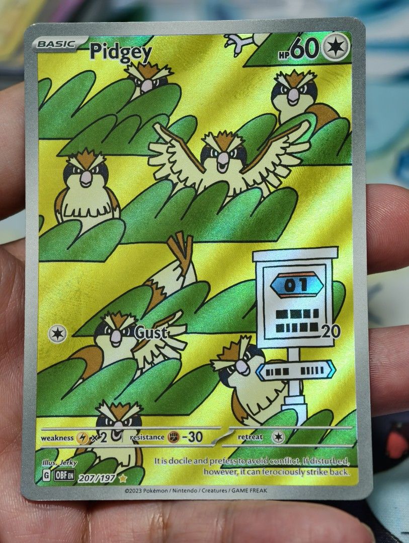 2023 POKEMON OBF EN-OBSIDIAN FLAMES ILLUSTRATION RARE #207 PIDGEY ...