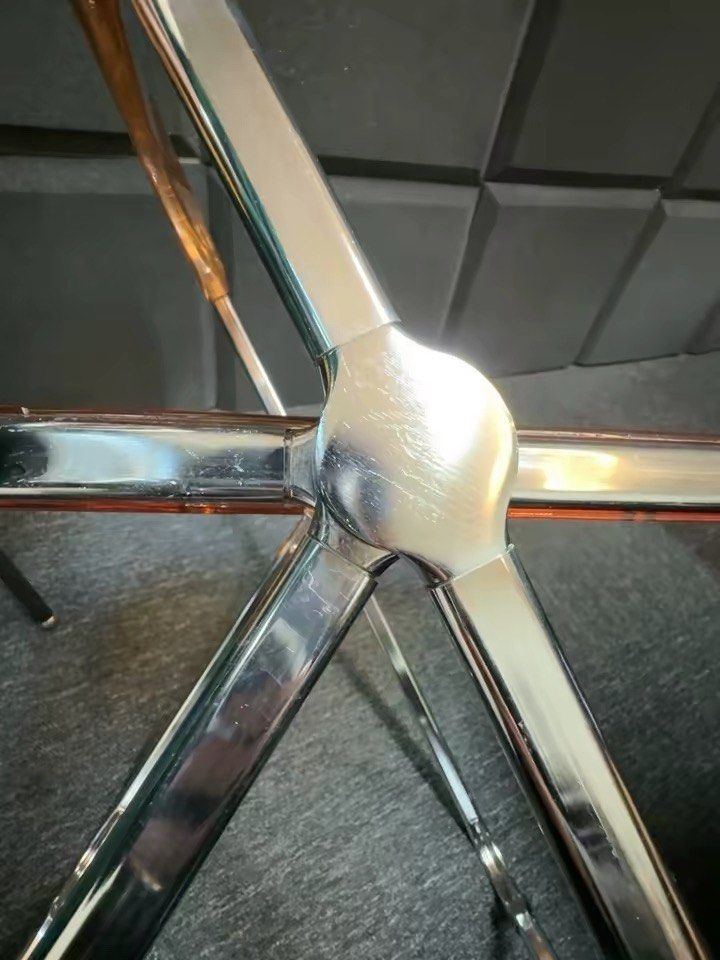 拍照凳子 透明椅子 Transparent Amber Ikea Folding Chair with Chrome Frame, 女裝 ...