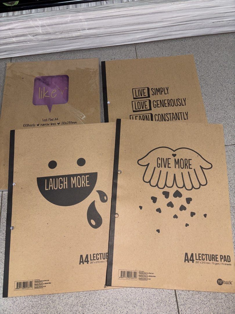 A4 Lecture Pads - Kraft Cover with Motivational Quotes, Hobbies & Toys ...