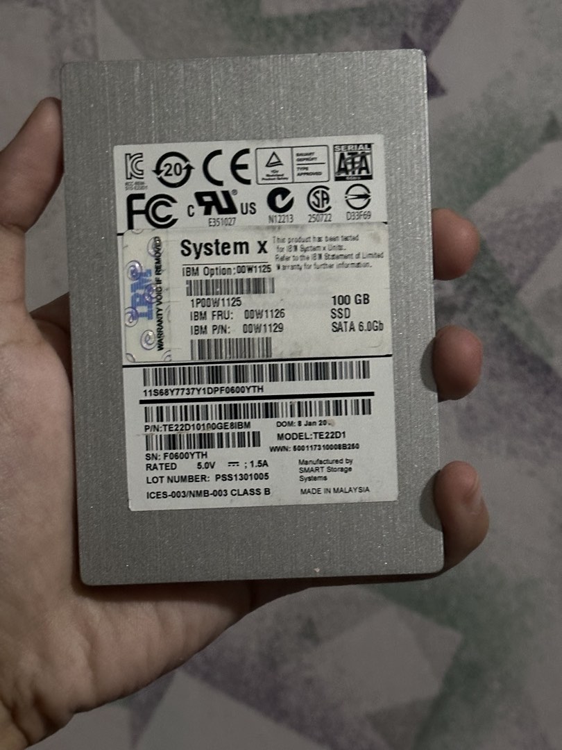IBM System X 100GB SSD SATA 6.0Gb/s TE22D1, Computers & Tech, Parts ...