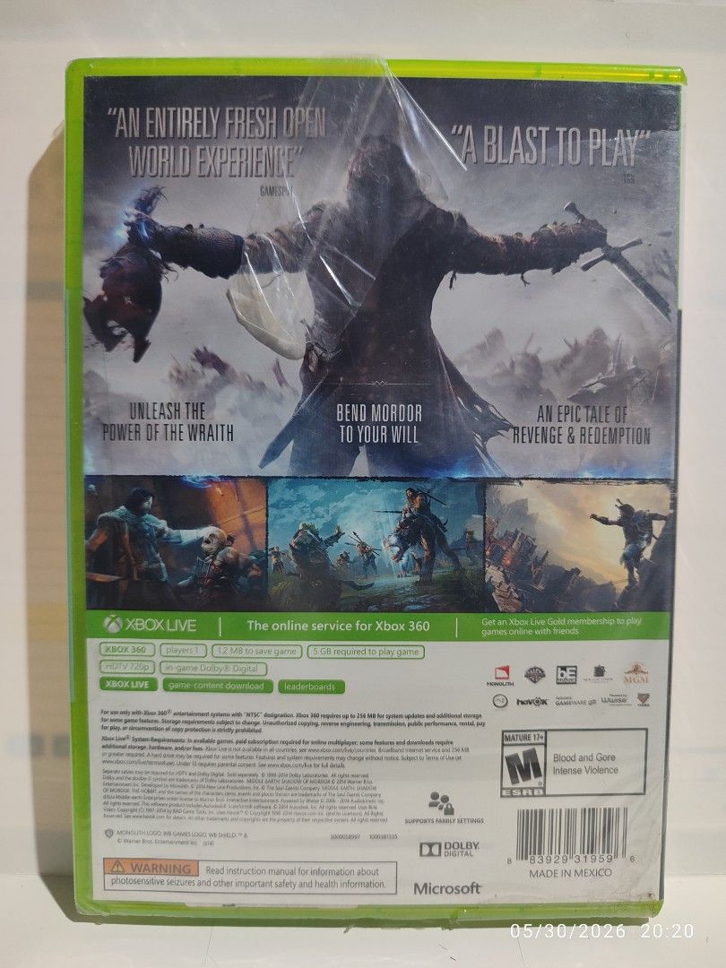 Xbox 360 - Middle-earth: Shadow of Mordor (BRAND NEW) "NTSC", Video ...