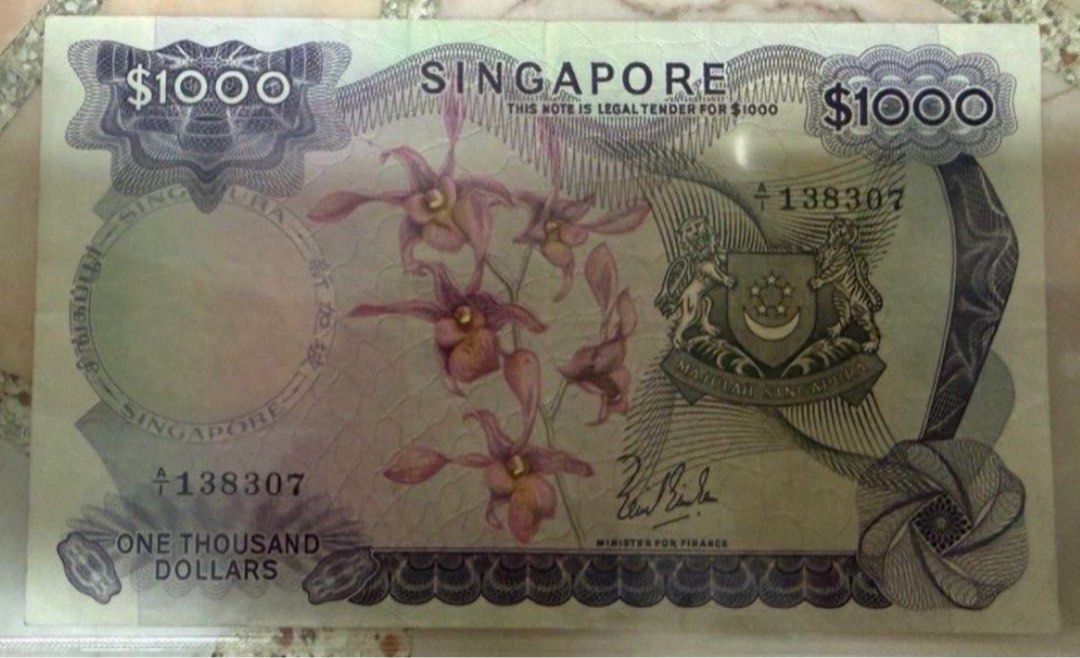 $1000 Orchid Series Singapore Banknote, Hobbies & Toys, Memorabilia ...