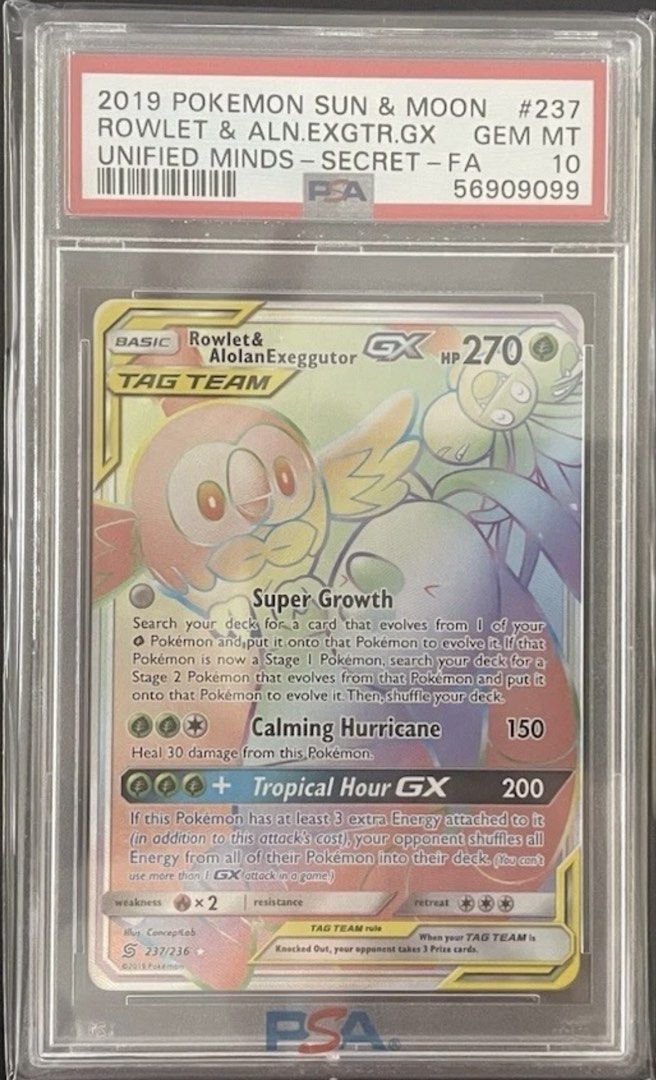 2019 Pokemon Sun & Moon Rowlet & Alolan Exeggutor GX PSA 10, Hobbies ...
