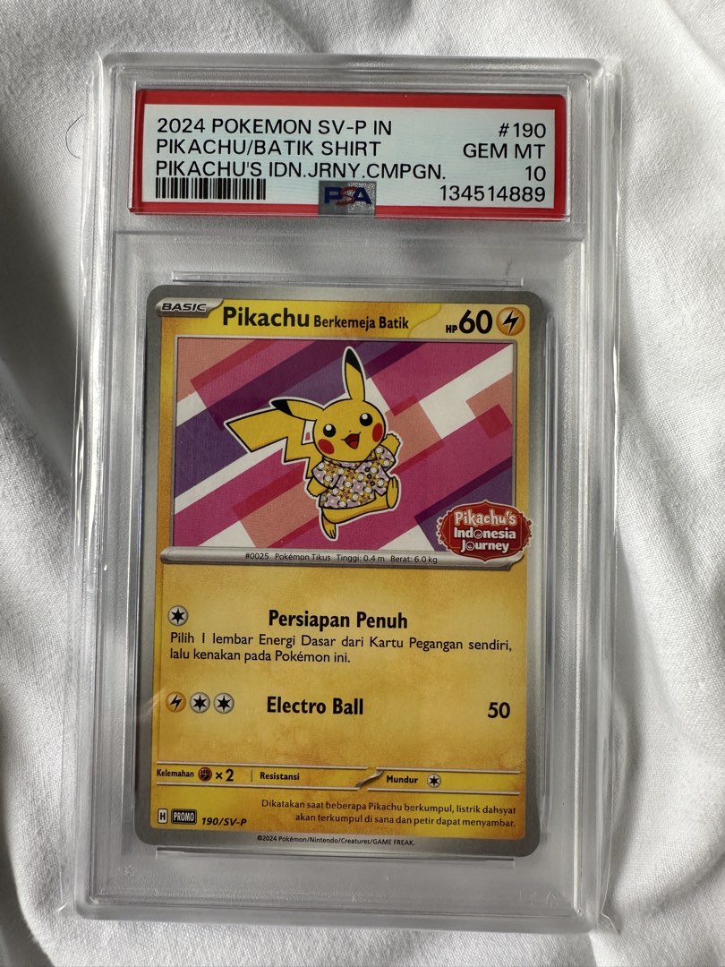 2024 Pokemon Pikachu Batik Shirt PSA 10 GEM MT Card, Hobbies & Toys ...