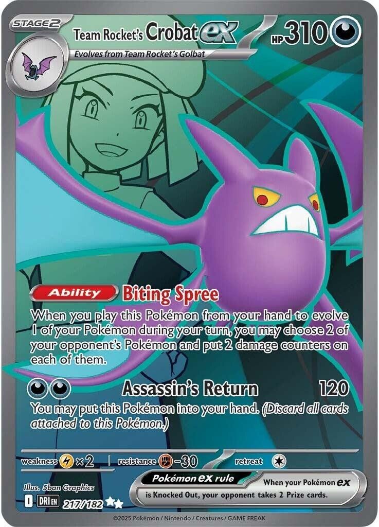 2025 Team Rocket's Crobat ex 217/182 Destined Rivals Full Art Holo ...