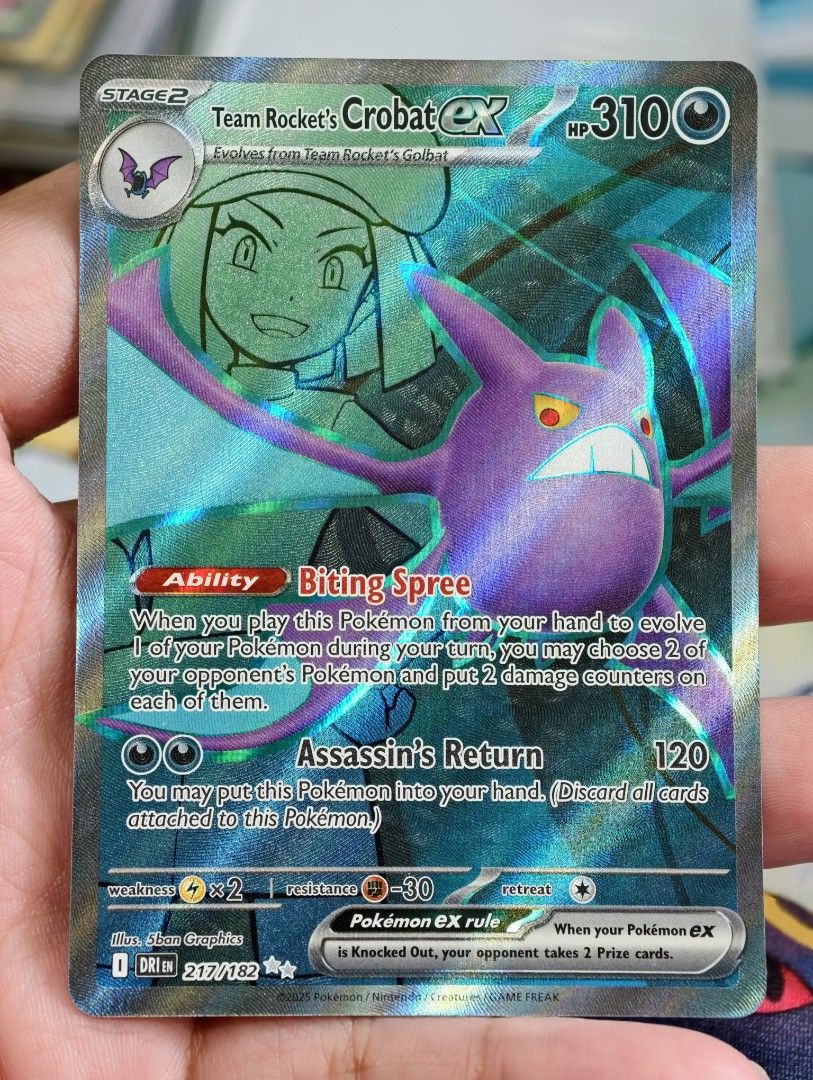 2025 Team Rocket's Crobat ex 217/182 Destined Rivals Full Art Holo ...