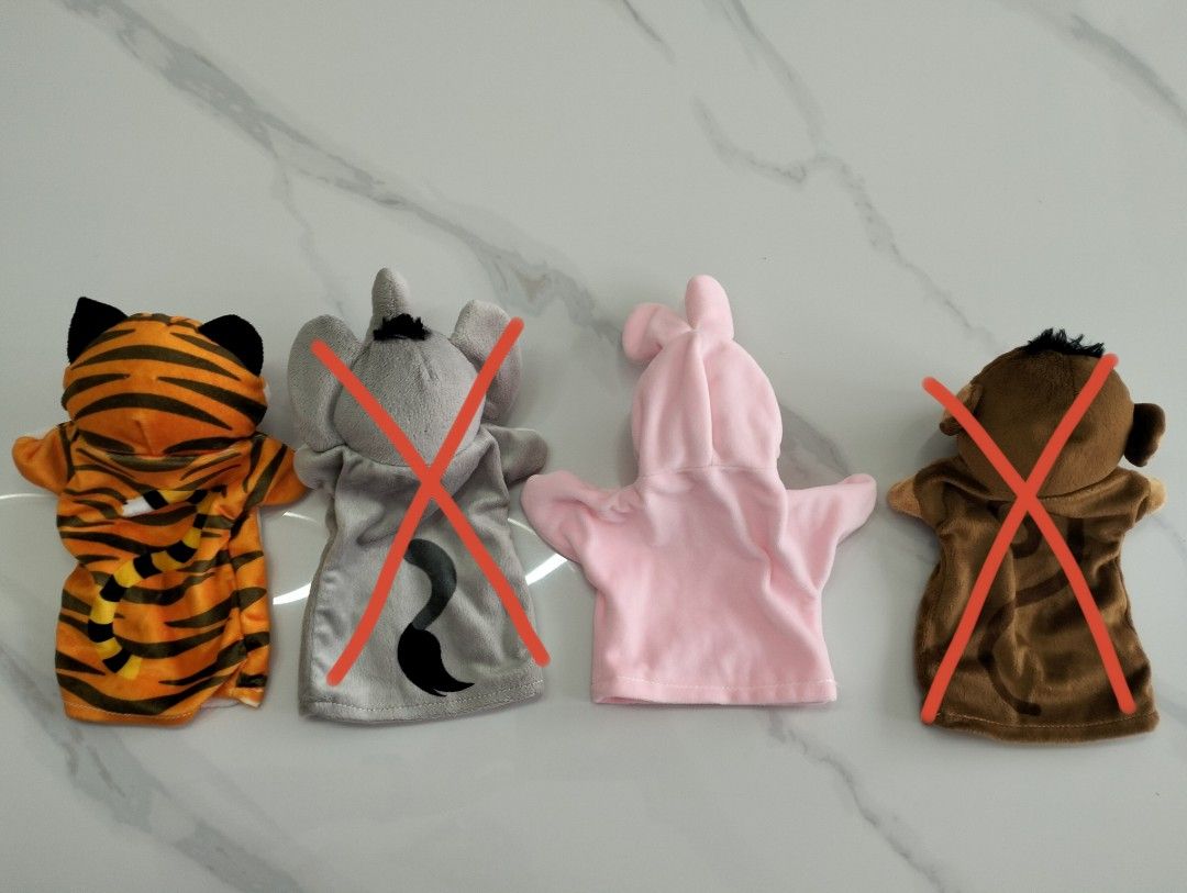 2 Animal Hand Puppets - Tiger, Bunny, Hobbies & Toys, Toys & Games on ...
