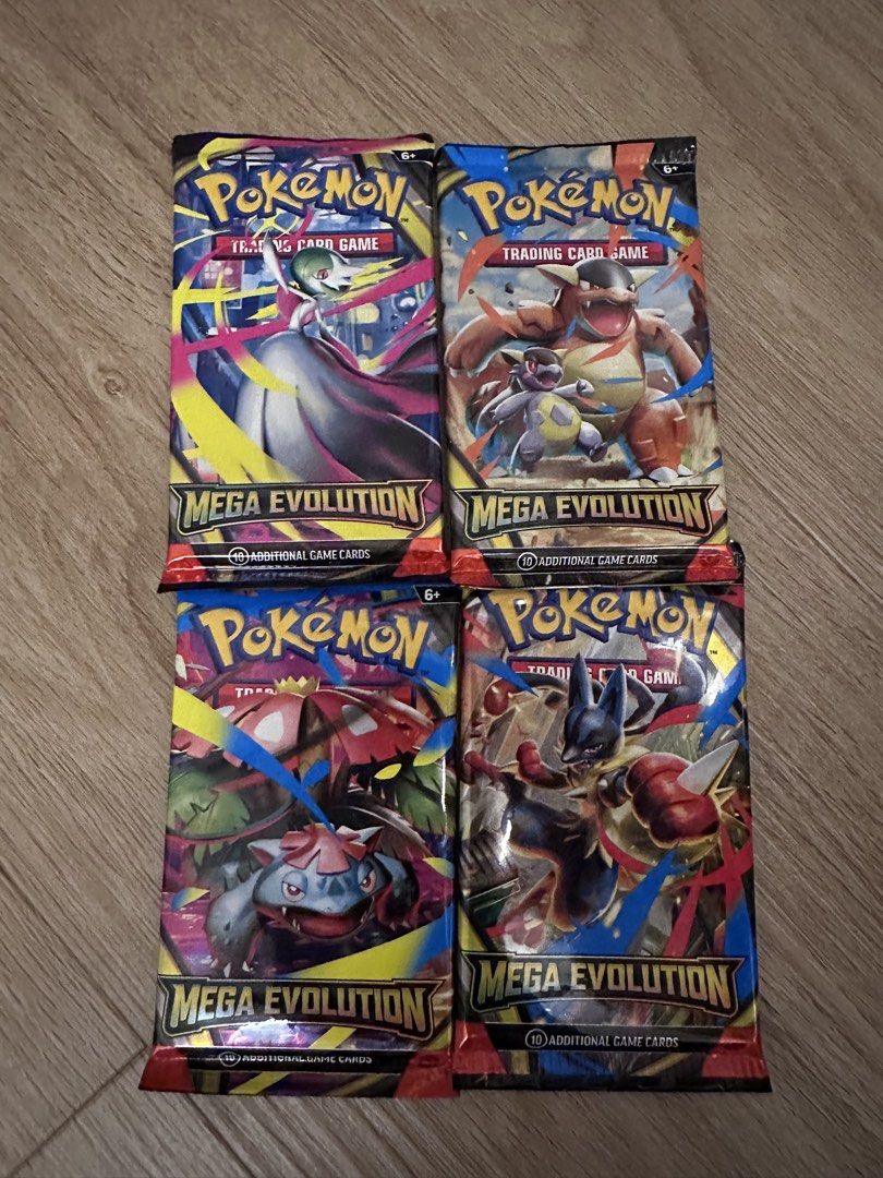 4x Pokemon TCG Mega Evolution Booster Packs, Hobbies & Toys, Toys ...