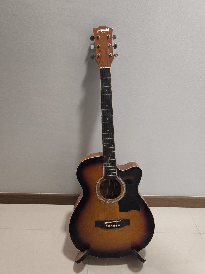 Asahi AS40C-SB Acoustic Guitar Sunburst Cutaway, Hobbies & Toys ...