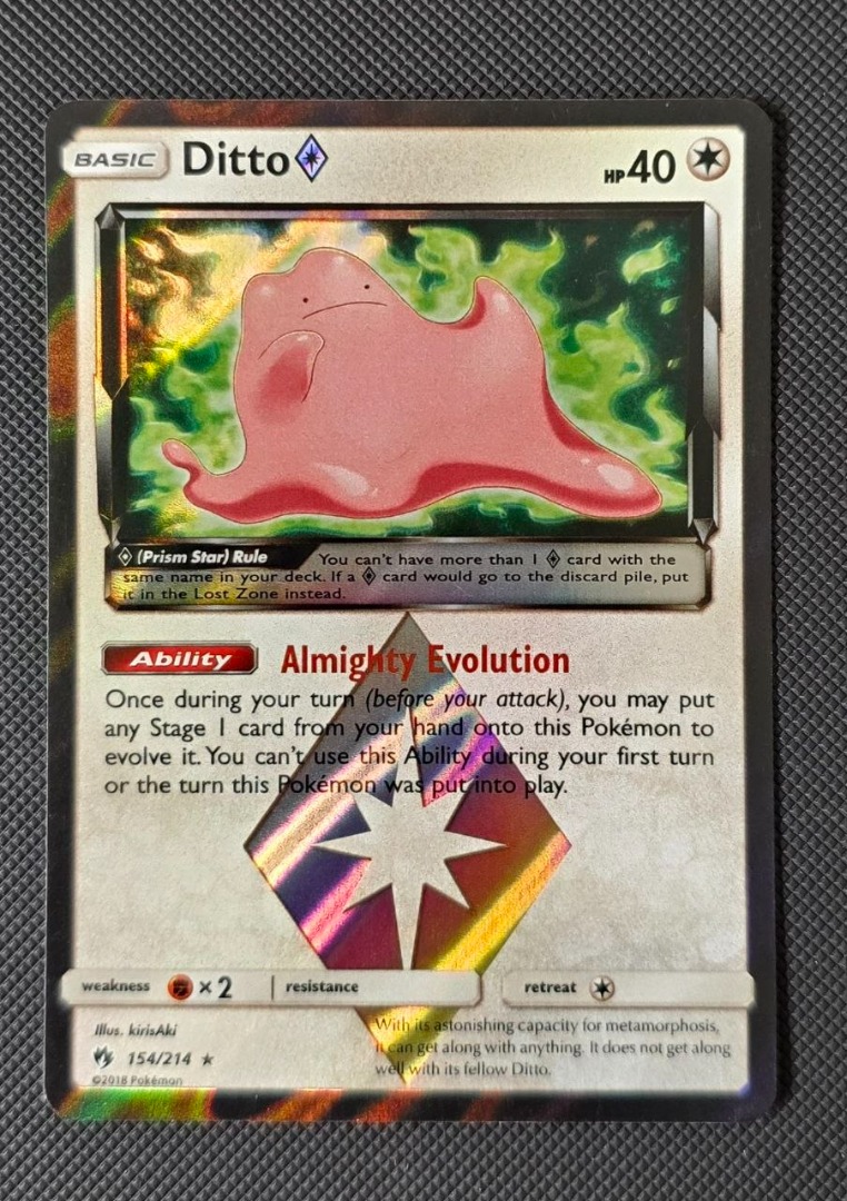 Ditto #154 - Pokemon Lost Thunder Prism Star Holo (2018) - LP+, Hobbies ...