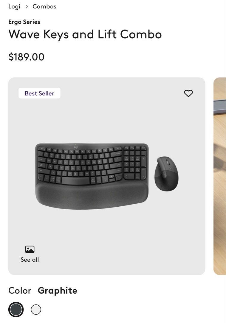 Logitech Wave Keys Keyboard and Lift Mouse Ergonomic Set, Computers ...