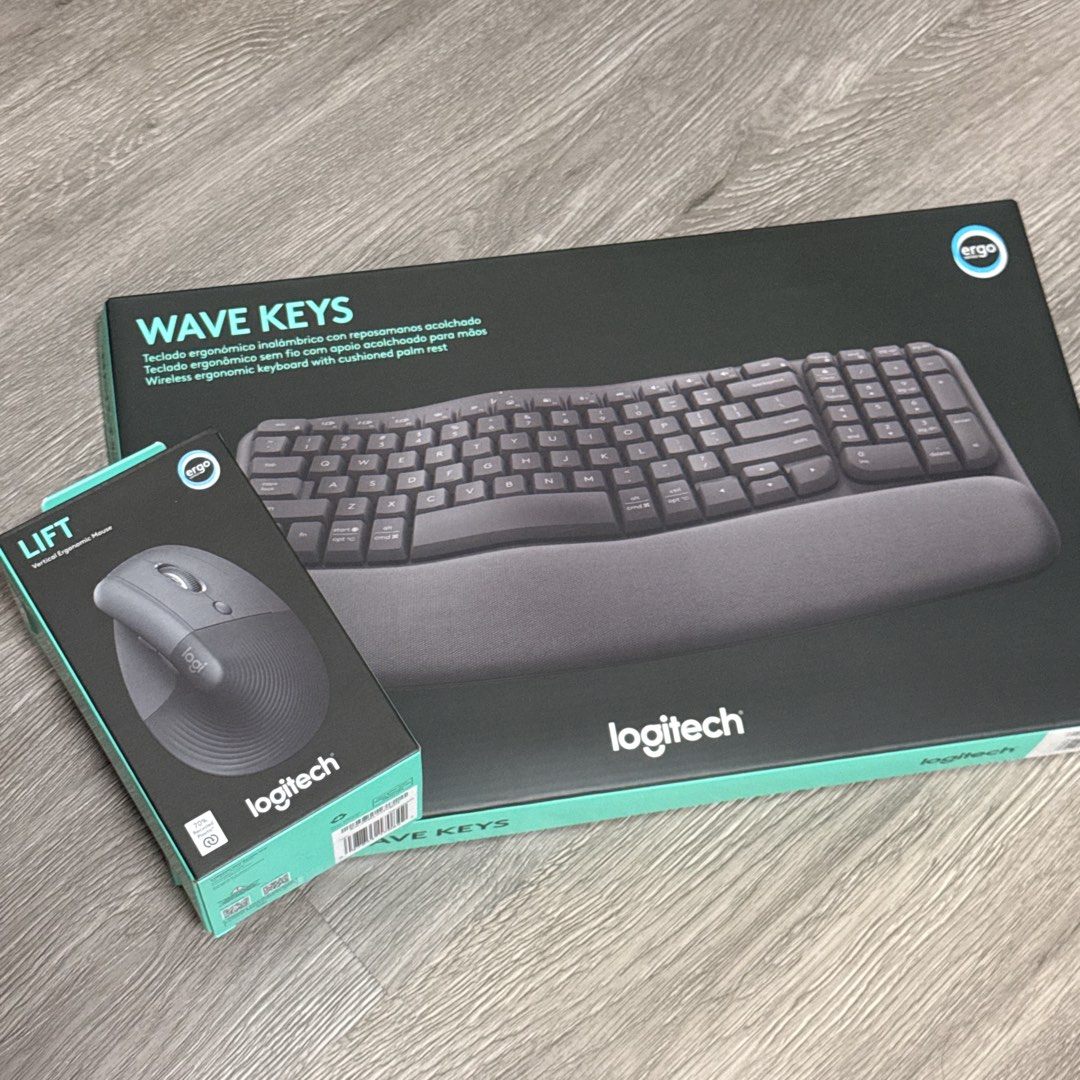 Logitech Wave Keys Keyboard and Lift Mouse Ergonomic Set, Computers ...