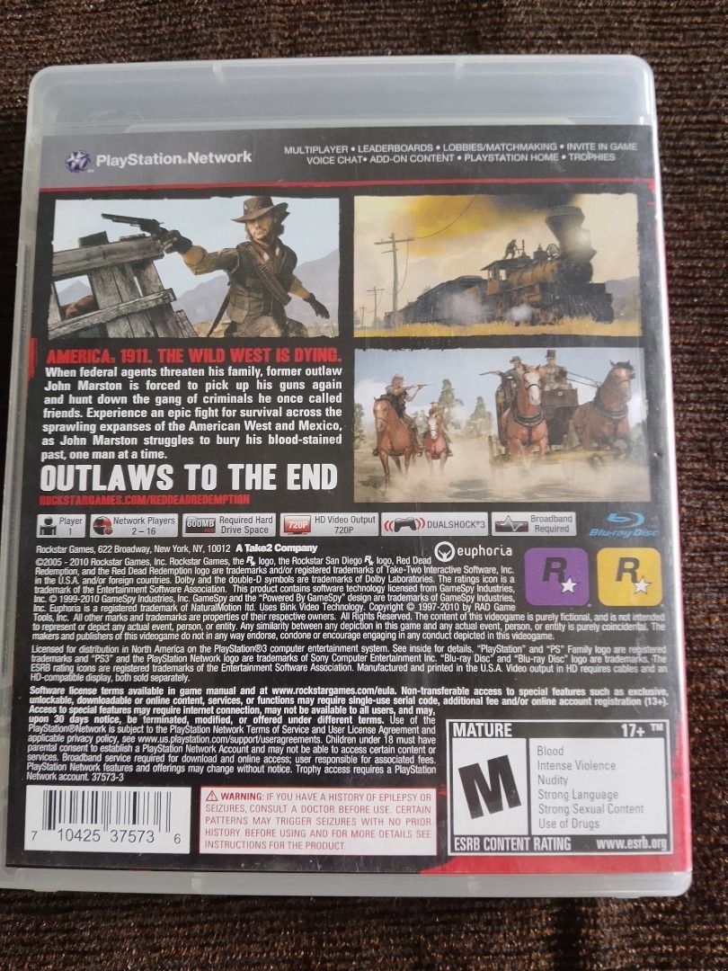 Red Dead Redemption PS3 Complete, Video Gaming, Video Games ...