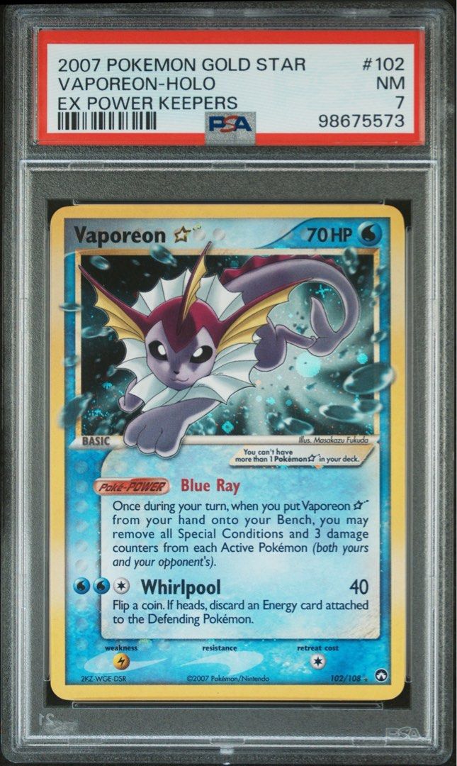2007 Pokemon Gold Star Vaporeon Holo PSA 7, Hobbies & Toys, Toys ...