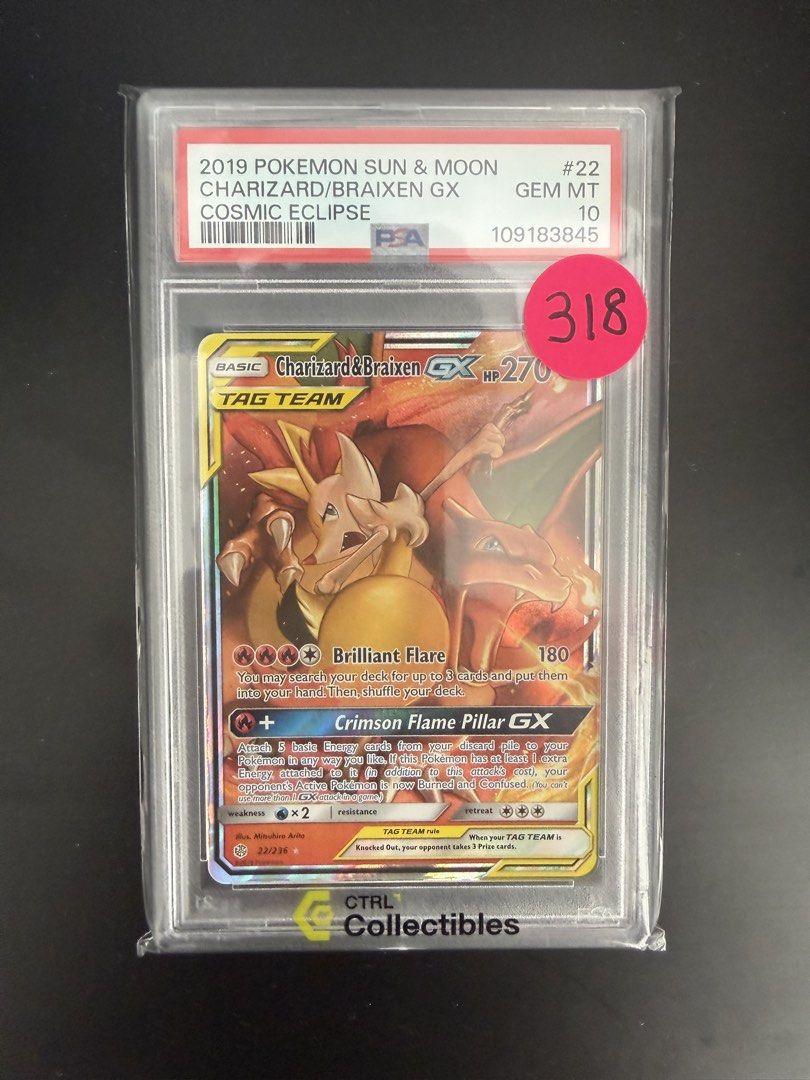2019 Pokemon Sun & Moon Charizard Braixen GX PSA 10, Hobbies & Toys ...