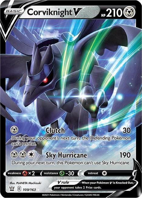 2021 POKEMON SWORD & SHIELD BATTLE STYLES #109 CORVIKNIGHT V 109/163 ...