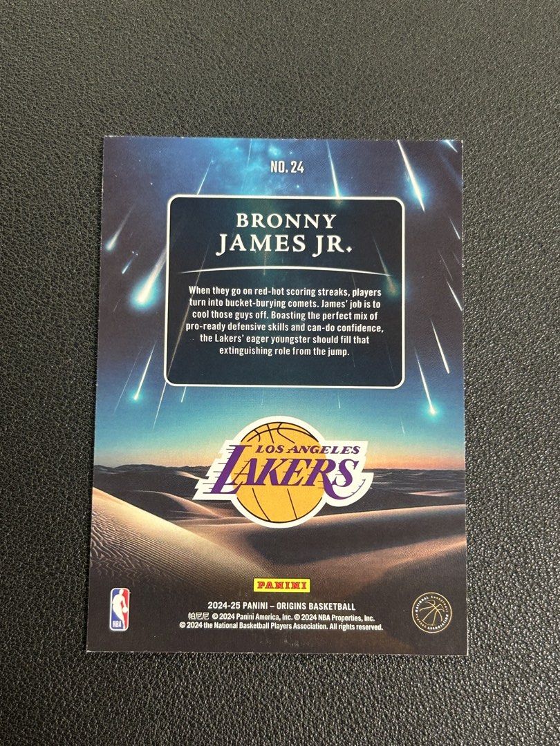 2024-25 Panini Origins Meteor Shower Base Bronny James Rookie Card ...