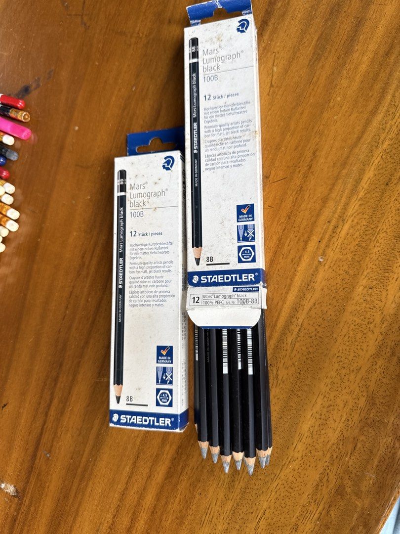24 pcs Staedtler Mars Lumograph Black 100B Pencils (12 pcs), Hobbies ...