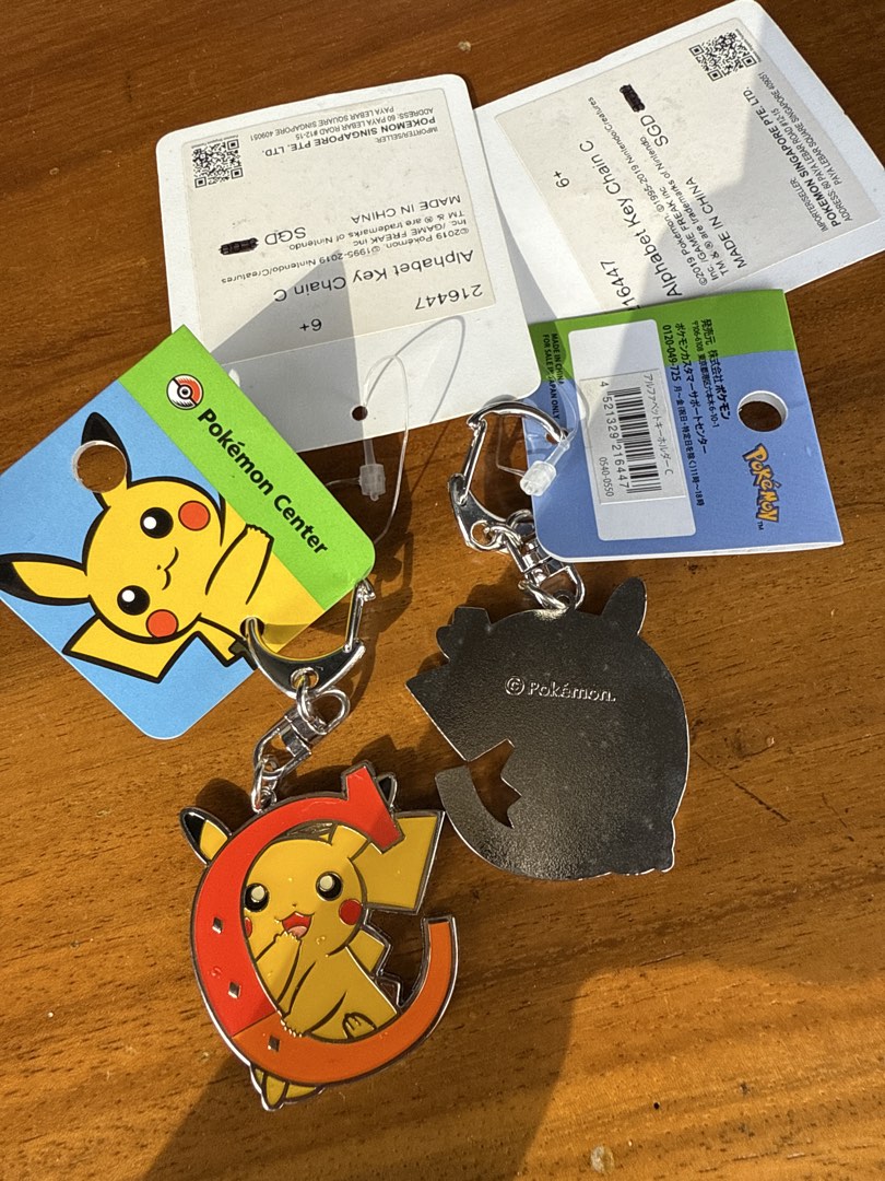 2 pcs Pokemon Center Alphabet Key Chain C Pikachu, Hobbies & Toys, Toys ...