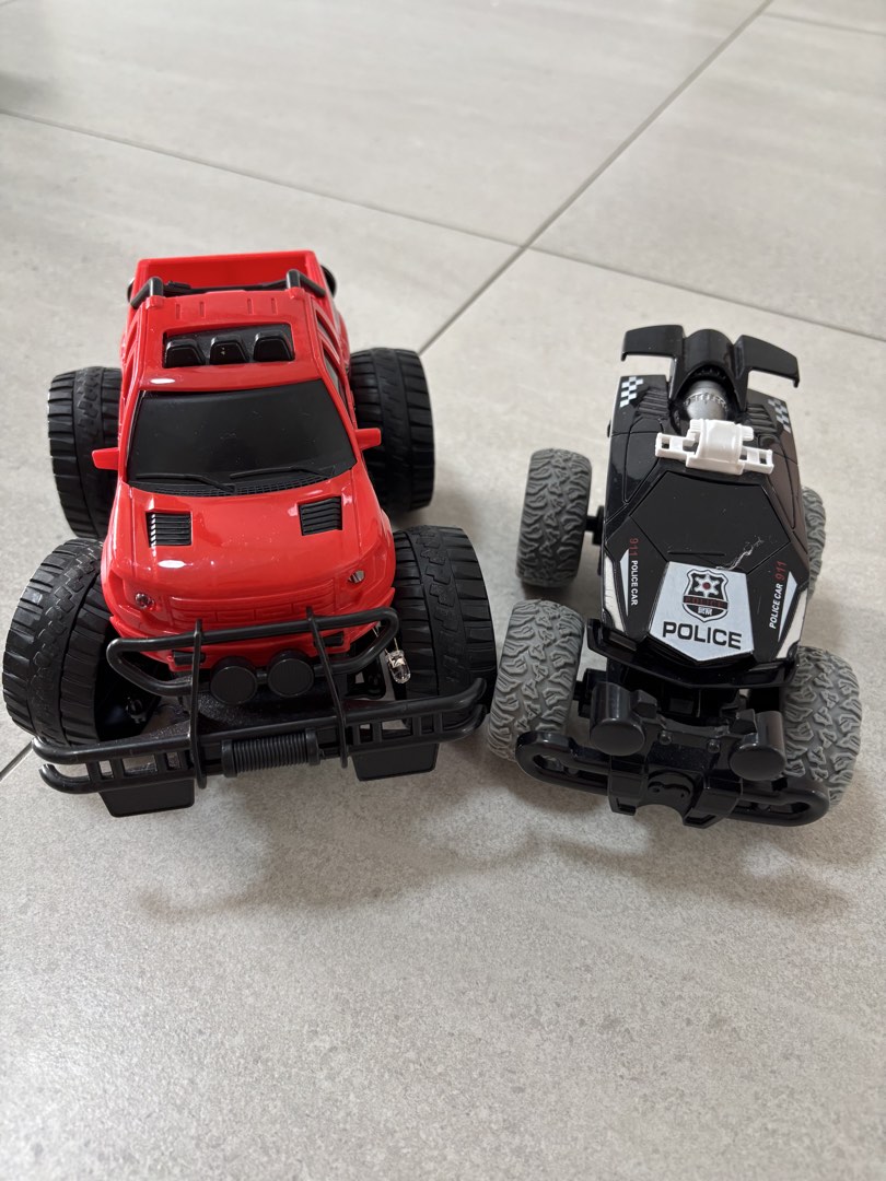 2x Monster Truck Toy Cars - Red & Police, Hobbies & Toys, Toys & Games ...