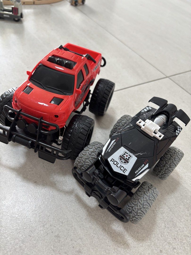 2x Monster Truck Toy Cars - Red & Police, Hobbies & Toys, Toys & Games ...