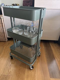 Black 3-Tier Rolling Storage Cart with Wheels, Furniture & Home Living ...