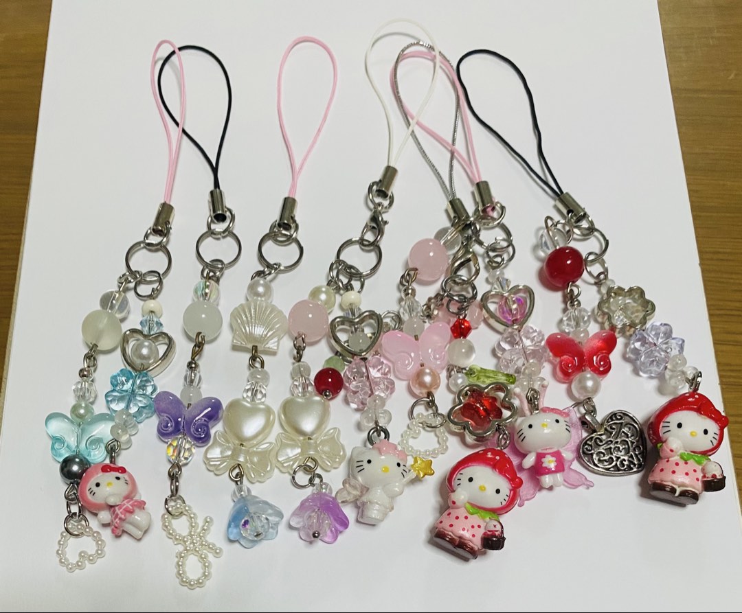 🌸 Hello Kitty Phone Strap & Keychain Charm, Hobbies & Toys, Stationery ...