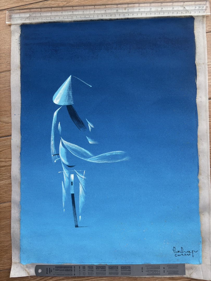 Abstract Blue Figure Painting with Signature, Hobbies & Toys, Art ...