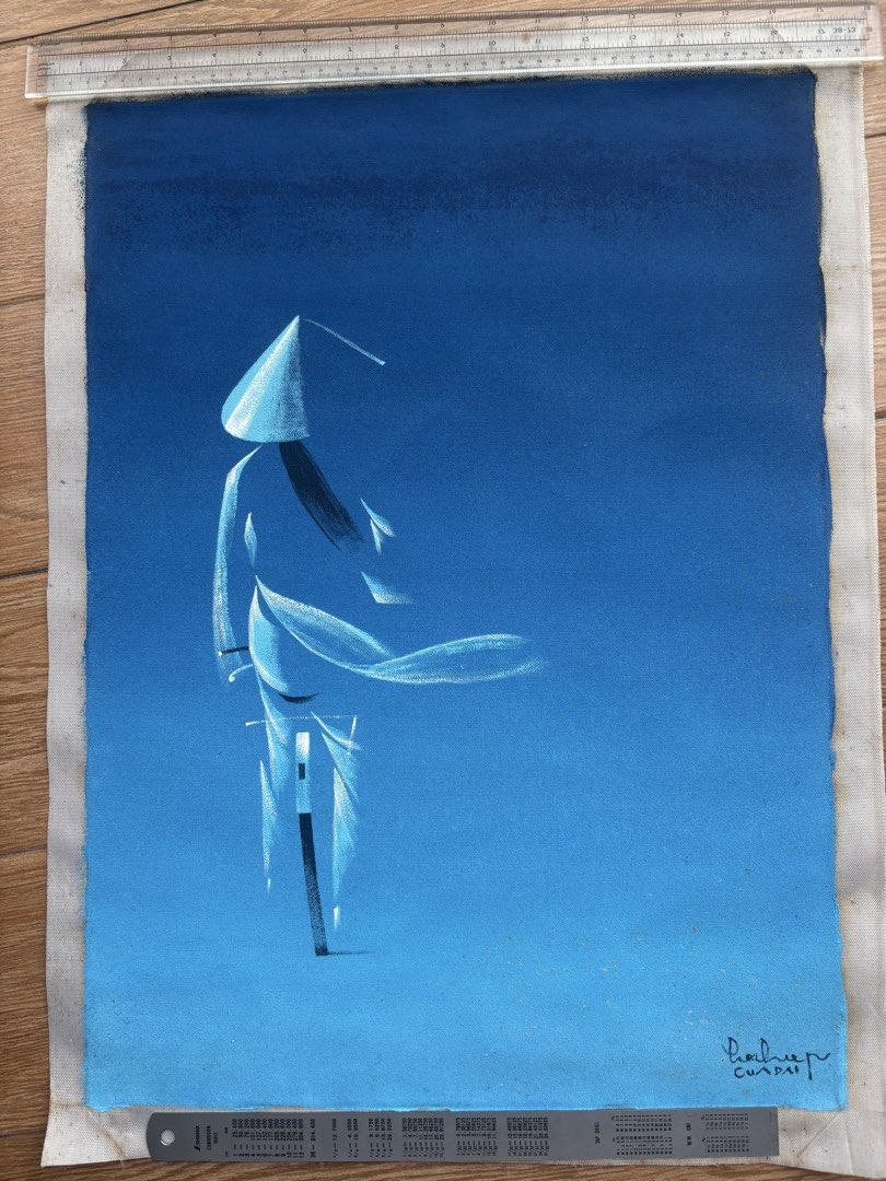 Abstract Blue Figure Painting with Signature, Hobbies & Toys, Art ...