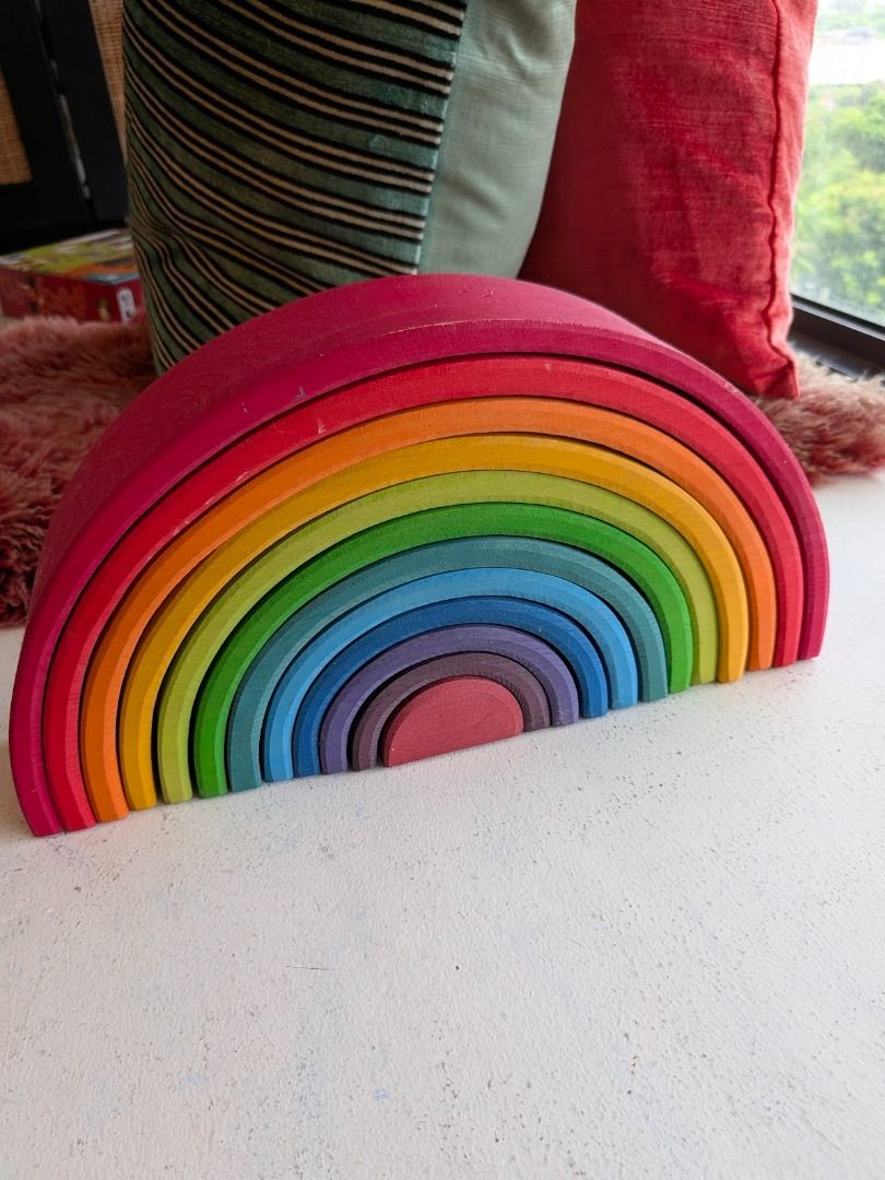 Authentic Grimm's Large 12-Piece Wooden Rainbow (Classic Colors ...