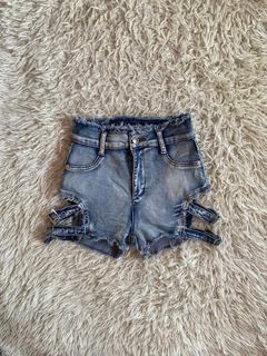 Distressed Denim Shorts with Studs, Women's Fashion, Bottoms, Shorts on ...