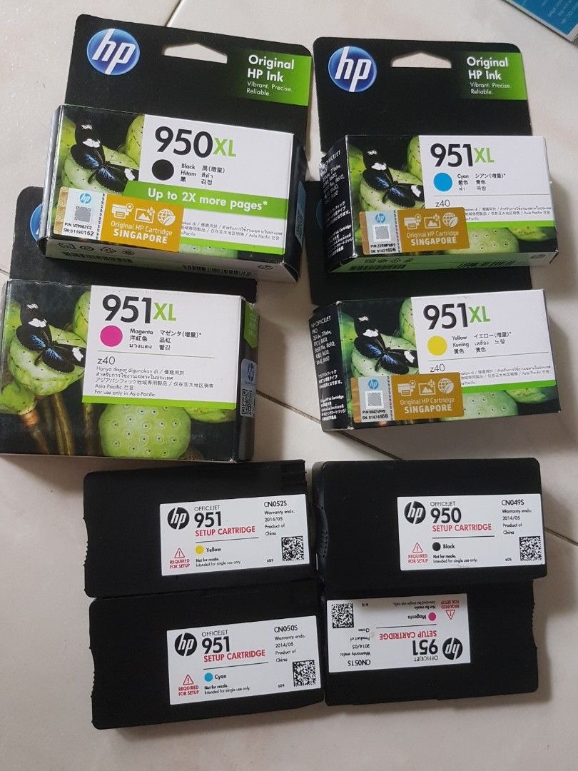 HP 950XL black and 951XL color cartridges, Computers & Tech, Printers ...