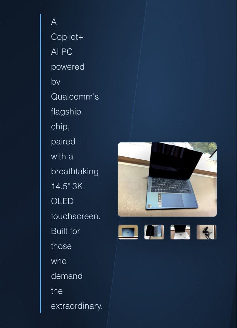 Lenovo Yoga Slim 7x AI PC Snapdragon X Elite 14.5" 3K OLED, Computers ...