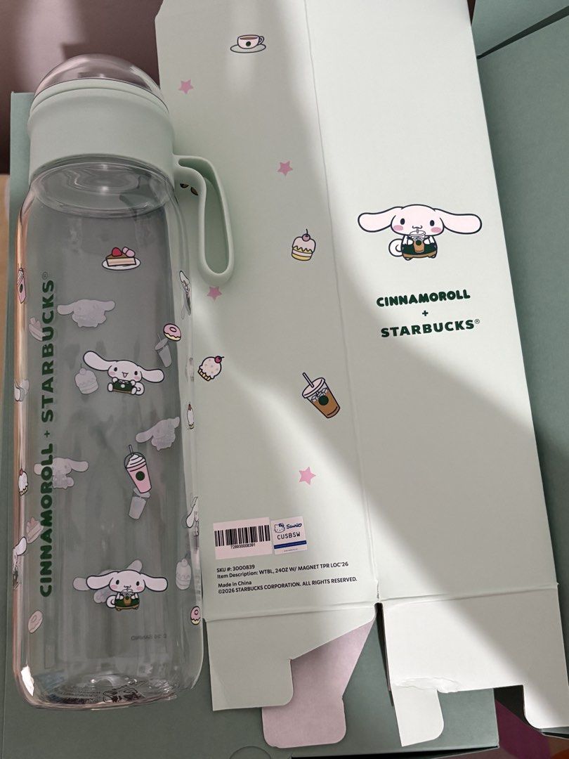 Starbucks Cinnamoroll Glass Water Bottle with Box, Furniture & Home ...