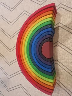 Authentic Grimm's Large 12-Piece Wooden Rainbow (Classic Colors ...
