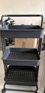 Black 3-Tier Rolling Storage Cart with Wheels, Furniture & Home Living ...