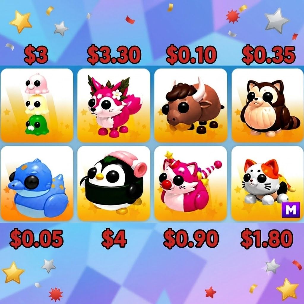 adopt me selling dango penguin, dragonfruit fox, bison, purrowl, gecko ...