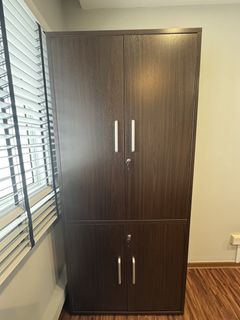 Dark Brown Storage Cabinet with Sliding Doors, Furniture & Home Living ...