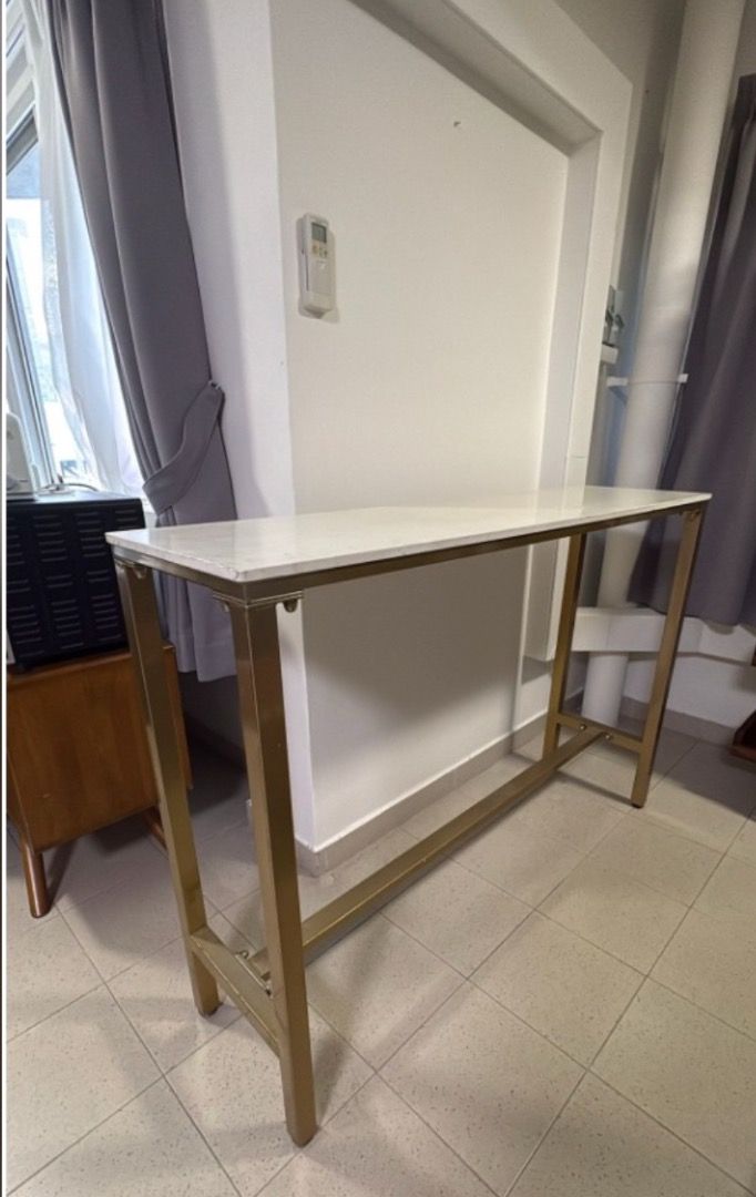 Marble Top Console Table | Gold Metal Frame | Entryway Table SGD100 ...