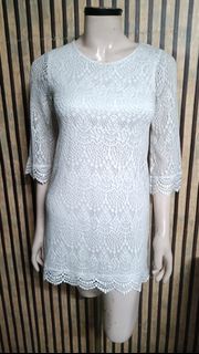Zalora Lace Panel Short Sleeves Dress, Women's Fashion, Dresses & Sets ...