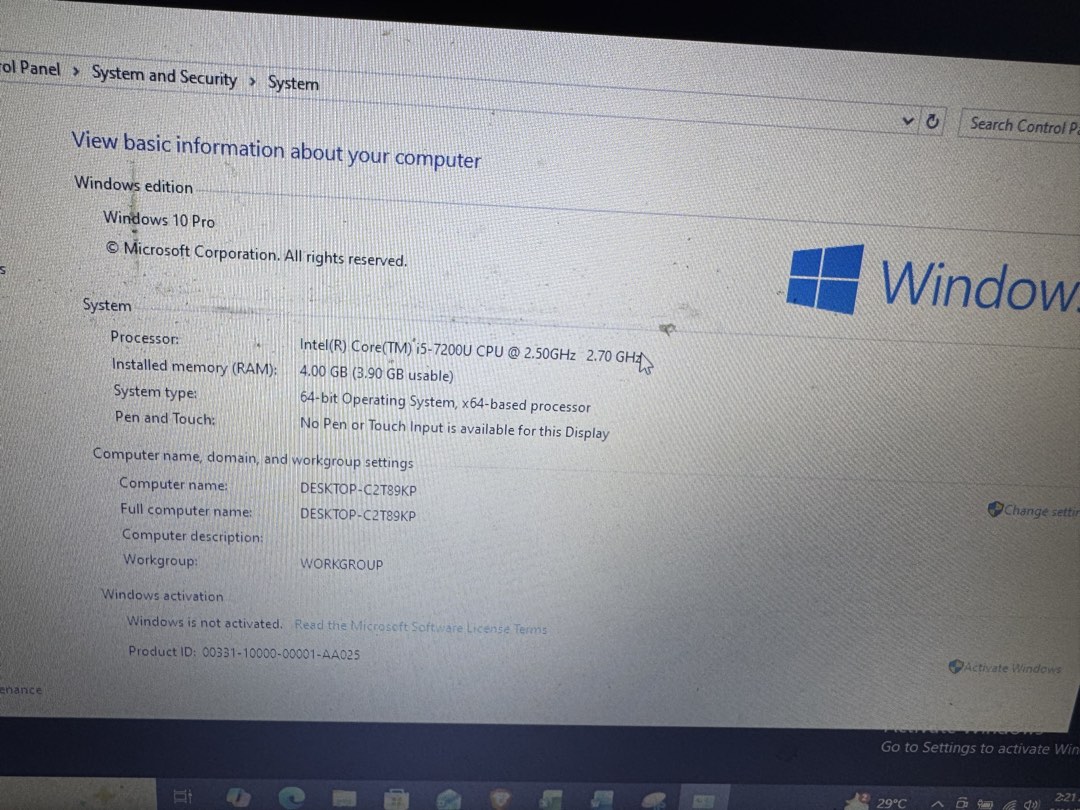 Windows 10 Pro Laptop - Intel Core i5-7200U, 4GB RAM, Computers & Tech ...