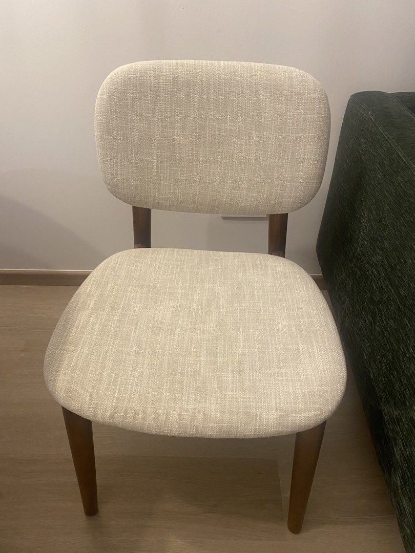 2 sets of Kelsey Chair, Ivory Beige (Walnut Stain) from Castlery ...