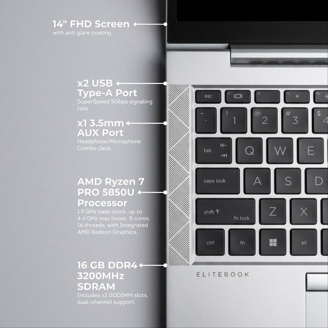 HP EliteBook 845 G8 | AMD Ryzen 7 5850U 16GB 512GB | Windows 11 Pro ...