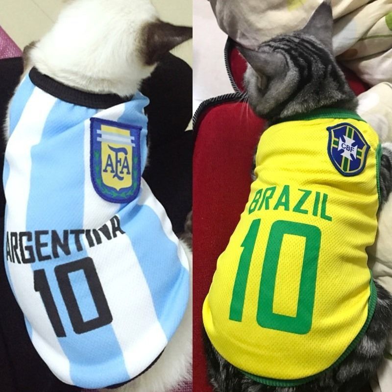 Pets football soccer jersey for cats and dog (spain brazil italy ...