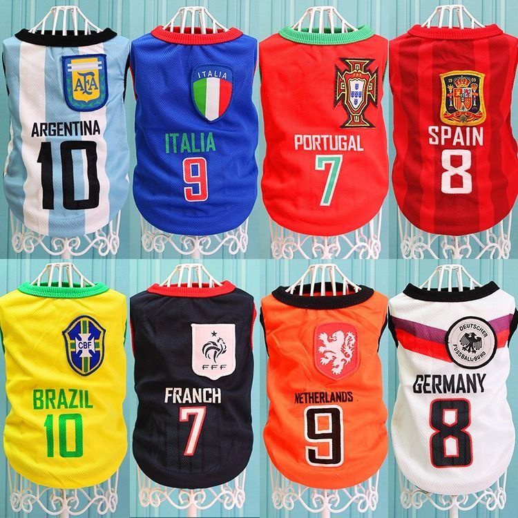 Pets football soccer jersey for cats and dog (spain brazil italy ...